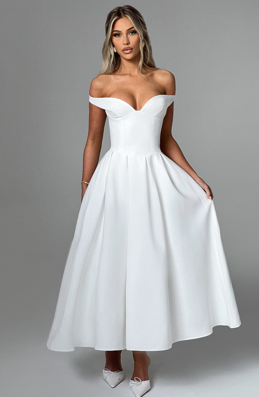 Lanetta Midi Dress - Ivory – GLAM TREND SHOP